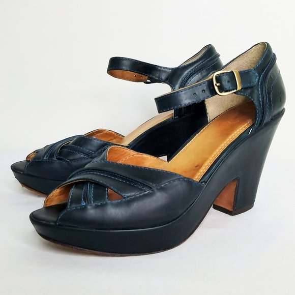Frye | Shoes | Frye Womens Leather Mary Jane Wedge Heeled Platform ...